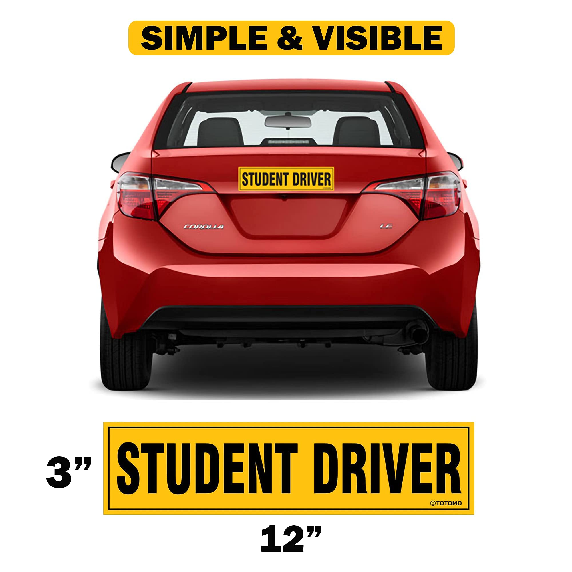 TOTOMO Student Driver Magnet for Car Sign - Large 12"x3" Magnetic Reflective Vehicle Safety for New Rookie Learner Drivers Removable Bumper Sticker Please Be Patient (2 Pack)