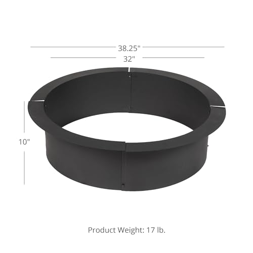 Titan Great Outdoor 38in Dia Steel Fire Pit Liner, 1mm Thick DIY Above or In-Ground Outdoor Fire Pit, 4 Panel Steel Ring