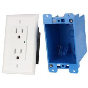 Element-Hz Power Series In-Wall Single Gang Surge Protector w/Retrofit Backbox, 1800 Joules, White