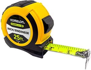 komelon 52425ie; 25' x 1.06" powerblade ii" engineer tape measure; yellow/black