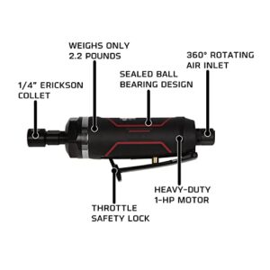 JET JAT-480, 1/4-Inch Pneumatic Die Grinder, 1HP (505480) , Black