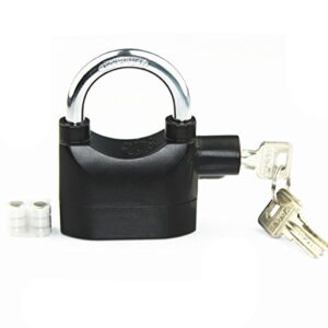 lianshi alarm lock 110dba universal security alarm lock system anti-theft for door motor bicycle padlock with 3 keys (black)