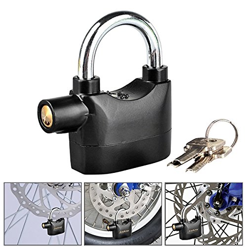 LianShi Alarm Lock 110dba Universal Security Alarm Lock System Anti-Theft for Door Motor Bicycle Padlock with 3 Keys (Black)