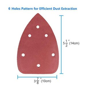 LotFancy Mouse Detail Sander Sandpaper, 70PCS 40 60 80 120 180 240 320 Assorted Grit Sanding Pads Sheets, 140mm, 6 Holes, Hook and Loop Backing