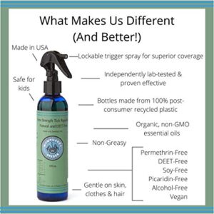 Nantucket Spider Extra Strength Tick Repellent Spray - 8 fl oz | Deet Free, Natural Tick Repellent for People | Made in The USA with 100% Organic Essential Oils