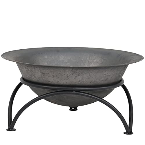 Sunnydaze 23.5-Inch Fire Wood-Burning Cast Iron Fire Pit Bowl and Stand - Dark Gray