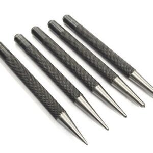 Set of 5 Pcs Round Head Centre Center Punches- Metal-Wood Working Hand Tools