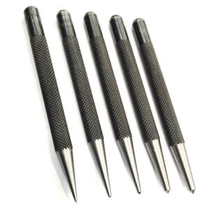 Set of 5 Pcs Round Head Centre Center Punches- Metal-Wood Working Hand Tools