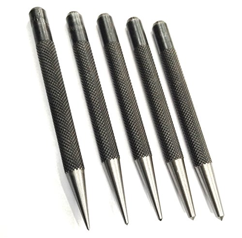 Set of 5 Pcs Round Head Centre Center Punches- Metal-Wood Working Hand Tools