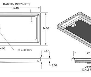 Shower PAN 24 X 36 White - Left Hand Drain