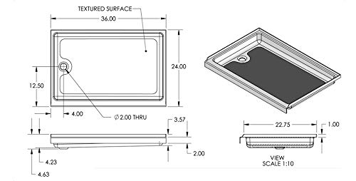 Shower PAN 24 X 36 White - Left Hand Drain