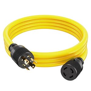 houseables 30 amp generator cord 4 prong, extension generator cable, 10 ft, 125-250v, 7500 watt max rating, ul cul, nema l-14-30p, rubber, 10 gauge, heavy duty, l14-30, transfer, twist lock power cord