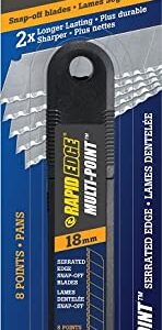 Rapid Edge Multi-Point 18mm Serrated Snap-Off Utility Knife Blades with 10 Blades (1 Pack)