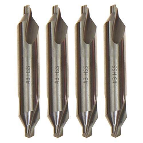 Anytime Tools Center Drill Countersink #3 (1/4") Bit HSS M2 Lathe Mill Tooling, 4 Pack