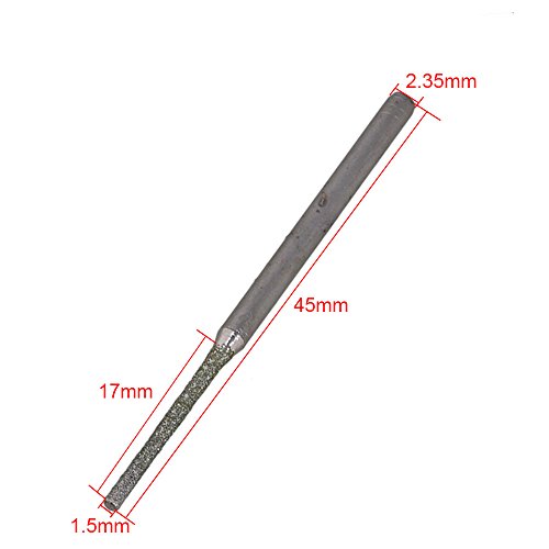 BQLZR 1.5MM Silver Extended Gems Diamond Drill Bits Bowlder Pearls Jewelry Agates Hole Drill Bits Diamond Coated Tip Pack of 10