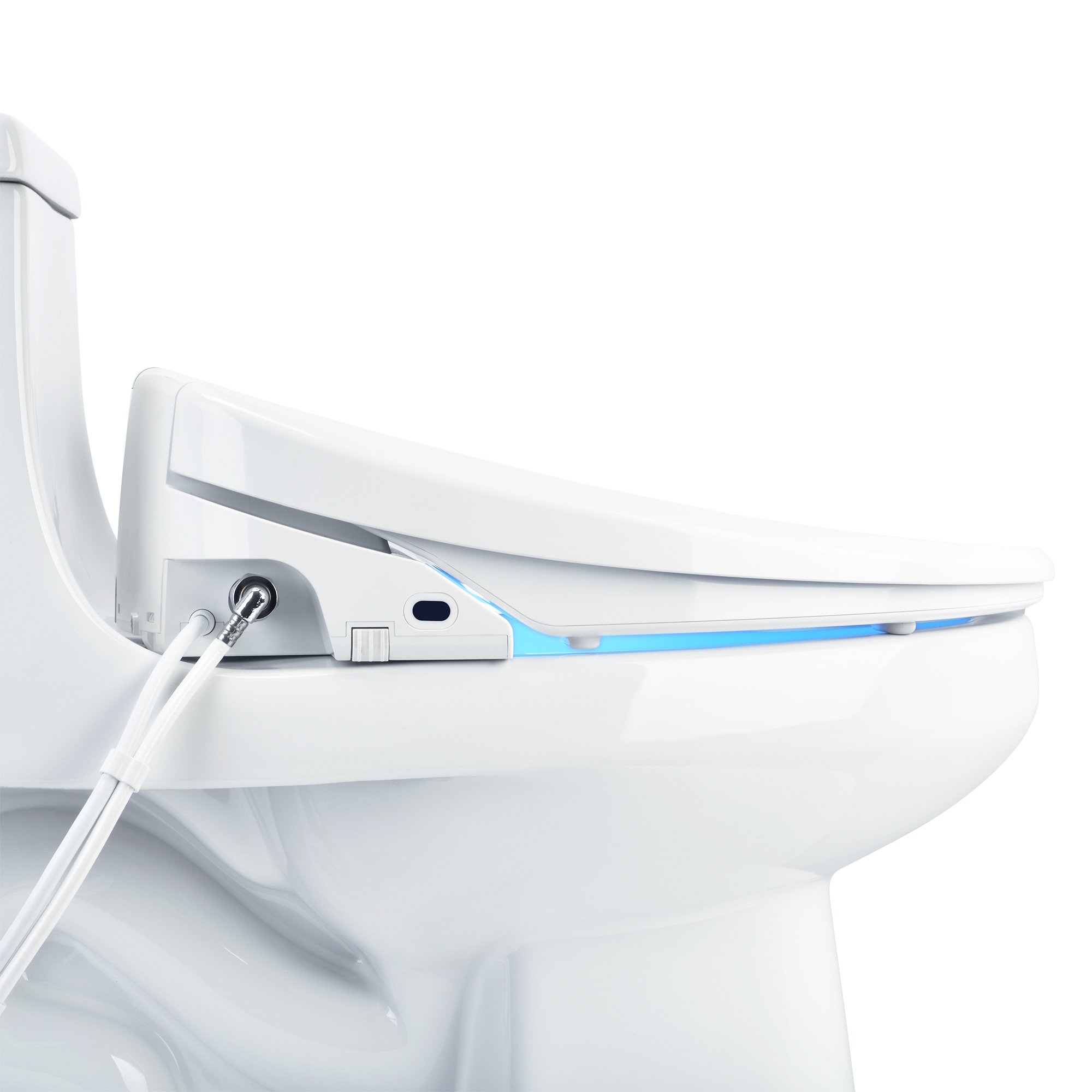 Brondell S1400-RW Swash 1400 Luxury Bidet Toilet Seat in Elongated White with Dual Stainless-Steel Nozzle Clean+, Endless Water-Warm Air Dryer-Nightlight, Round