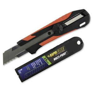 rapid edge 25mm utility knife with 6 rapid edge serrated snap-off blades and acetone-resistant soft grip handle (6 pack)