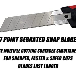 Rapid Edge 25mm Utility Knife with 6 Rapid Edge Serrated Snap-Off Blades and Acetone-Resistant Soft Grip Handle (6 Pack)