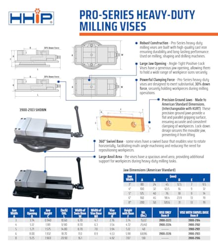 HHIP 3900-2226 Pro-Series 6" Angle-Tight Positive-Lock Milling Vise