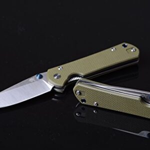 Sanrenmu Land 911 Pocket Knife Folding Knife 12C27 Blade G10 Handle Liner Lock Pocket EDC Knife (Army Green,G10)