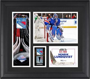 henrik lundqvist new york rangers framed 15" x 17" player collage with a piece of game-used puck - nhl player plaques and collages