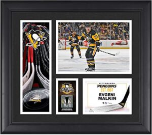 evgeni malkin pittsburgh penguins framed 15" x 17" player collage with a piece of game-used puck - nhl player plaques and collages