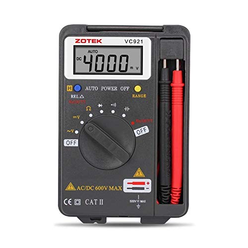 Digital Multimeter, Auto Ranging Pocket Digital Multimeter Digital Multi Tester - AC DC Voltage DC Current Resistance Diodes Capacitance Transistor Measuring Instrument (VC921)