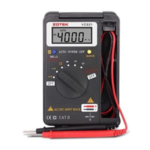 Digital Multimeter, Auto Ranging Pocket Digital Multimeter Digital Multi Tester - AC DC Voltage DC Current Resistance Diodes Capacitance Transistor Measuring Instrument (VC921)