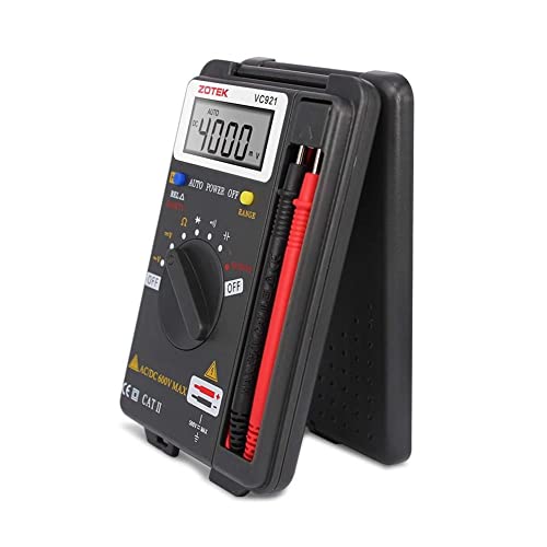 Digital Multimeter, Auto Ranging Pocket Digital Multimeter Digital Multi Tester - AC DC Voltage DC Current Resistance Diodes Capacitance Transistor Measuring Instrument (VC921)