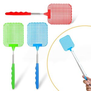 3pcs fly swatters indoor mosquito killer - heavy plastic flies killer fly swatter manual bugs killer tools fly swatter for indoors - telescopic fly swatter heavy duty plastic fly swatter multi-pack