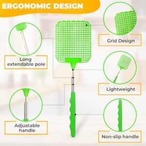 3Pcs Fly Swatters Indoor Mosquito Killer - Heavy Plastic Flies Killer Fly Swatter Manual Bugs Killer Tools Fly Swatter for Indoors - Telescopic Fly Swatter Heavy Duty Plastic Fly Swatter Multi-Pack