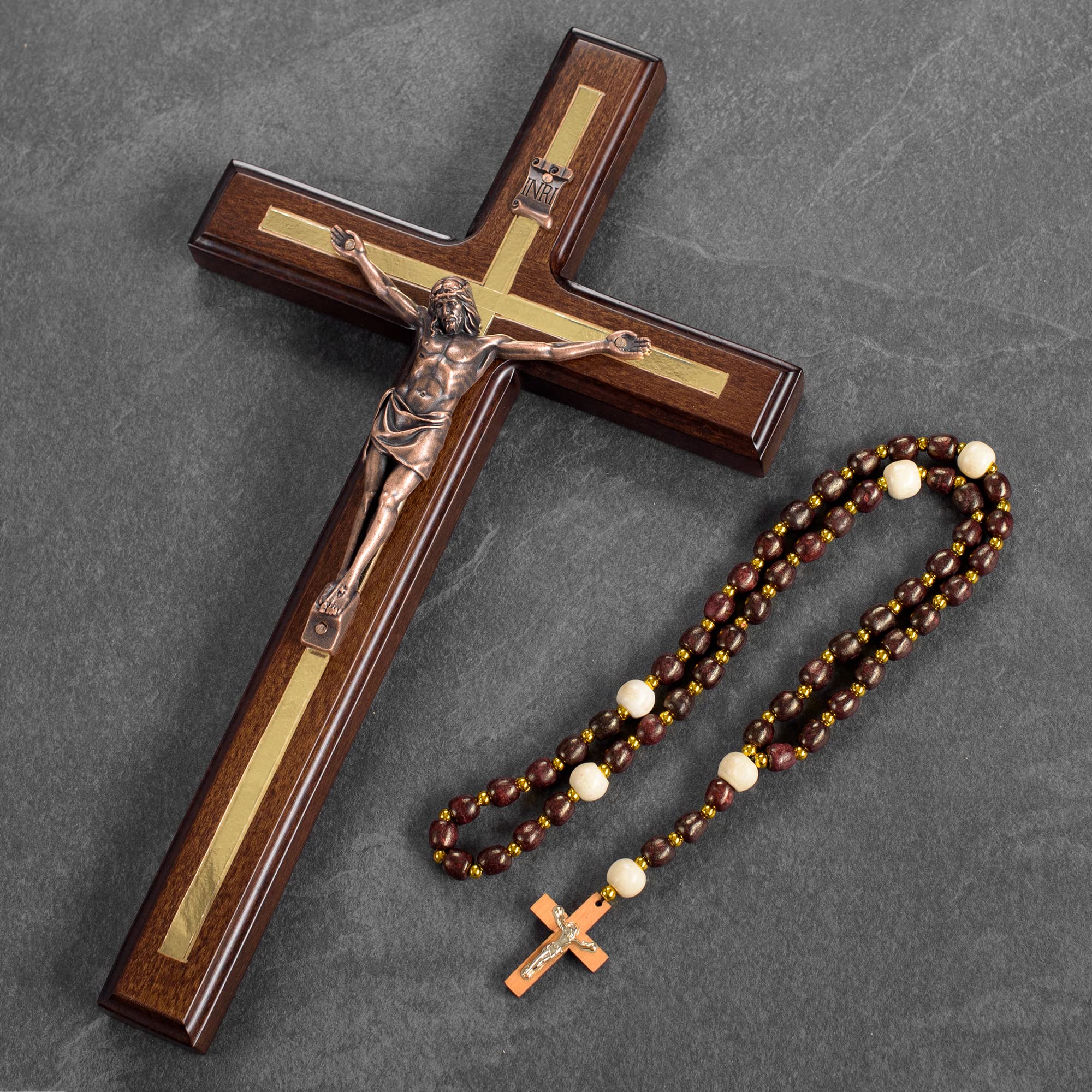 Crucifix Wall Cross - Handmade Wood Cross Wall Decor - Catholic Crucifix - 12 Inch