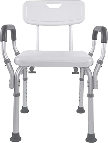 Vaunn Shower Chair Bath Seat with Padded Arms, Removable Back and Adjustable Legs, Bathtub Safety and Support Weight Up to 350 lbs