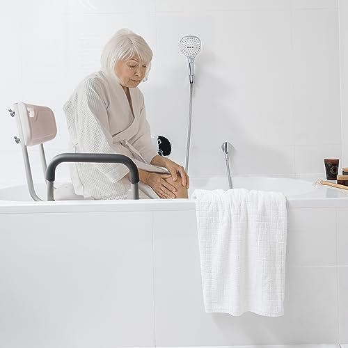 Vaunn Shower Chair Bath Seat with Padded Arms, Removable Back and Adjustable Legs, Bathtub Safety and Support Weight Up to 350 lbs