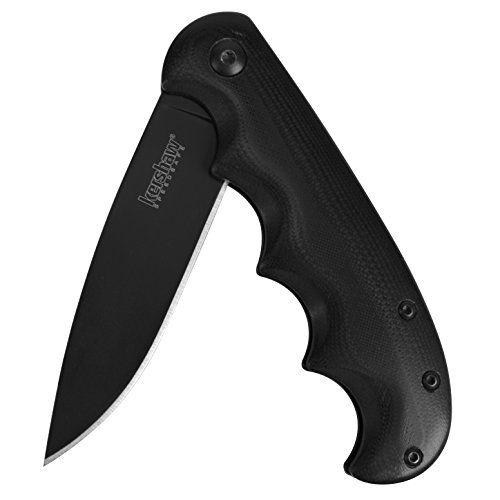 Kershaw AM-5 Pocket Knife (2340), 3.5 Inch Stainless Steel Blade with SpeedSafe Assisted Opening and Frame Lock, G10 Black Gripped Handle and Deep Carry Pocket Clip