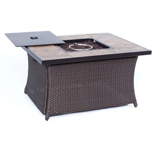 hanover 40000 btu porcelain stone tile square fire pit table