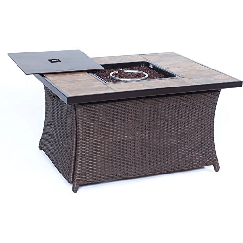 Hanover 40000 BTU Porcelain Stone Tile Square Fire Pit Table