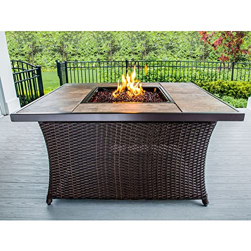 Hanover 40000 BTU Porcelain Stone Tile Square Fire Pit Table