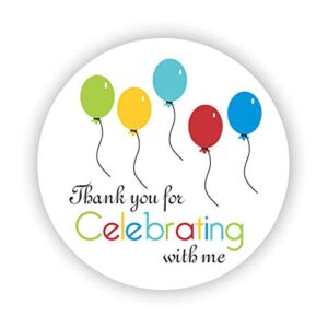 balloons favor stickers - baby shower stickers - rainbow colors stickers- thank you for celebrating with me - set of 40 stickers