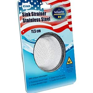 Kitchen Sink Strainer - Stainless Steel, Large Wide Rim 4.5", Anti Clogging, Wire Mesh Sink Strainers - Deep Basket, Quick Outflow, Effective Catching Debris (2-Pack)