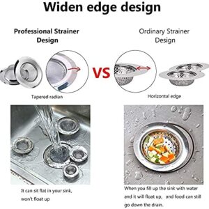 Kitchen Sink Strainer - Stainless Steel, Large Wide Rim 4.5", Anti Clogging, Wire Mesh Sink Strainers - Deep Basket, Quick Outflow, Effective Catching Debris (2-Pack)