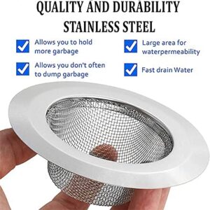 Kitchen Sink Strainer - Stainless Steel, Large Wide Rim 4.5", Anti Clogging, Wire Mesh Sink Strainers - Deep Basket, Quick Outflow, Effective Catching Debris (2-Pack)