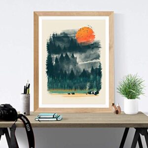 Wilderness Print/Camping Hiking Print/Great Outdoors Print/Wilderness Lover Wall Art/Forest Trees Bears Tent Nature Inspiration Home Decor/Unframed 18 x 24 Inch Poster