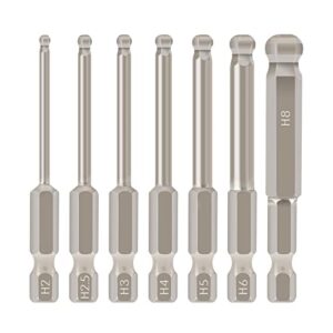 7pcs metric ball end hex screwdriver bit set magnetic ball head allen bits 2mm 2.5mm 3mm 4mm 5mm 6mm 8mm 1/4 inch hex shank 65mm length