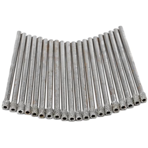 JINGLING 3 mm 1/8" inch Diamond Hole Saw Core Drill Bit Masonry Drilling Cutter Tools for Glass Marble Tile Granite Stone Pack of 20Pcs