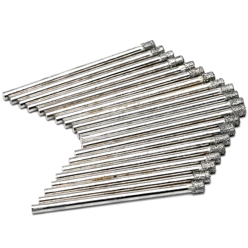 JINGLING 3 mm 1/8" inch Diamond Hole Saw Core Drill Bit Masonry Drilling Cutter Tools for Glass Marble Tile Granite Stone Pack of 20Pcs