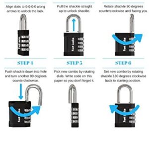 FortLocks Padlock - 4 Digit Combination Lock for Gym Outdoor & School Locker, Fence, Case & Shed – Heavy Duty Resettable Set Your Own Combo – Waterproof & Weatherproof (1 Pack - Orange)