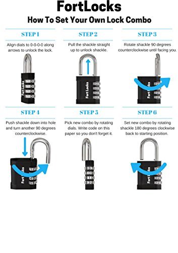 FortLocks Padlock - 4 Digit Combination Lock for Gym Outdoor & School Locker, Fence, Case & Shed – Heavy Duty Resettable Set Your Own Combo – Waterproof & Weatherproof (1 Pack - Orange)