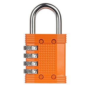 FortLocks Padlock - 4 Digit Combination Lock for Gym Outdoor & School Locker, Fence, Case & Shed – Heavy Duty Resettable Set Your Own Combo – Waterproof & Weatherproof (1 Pack - Orange)