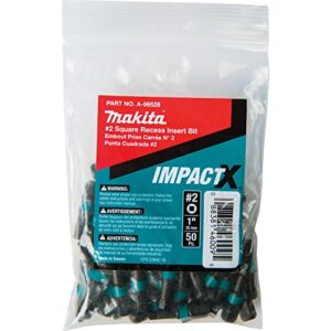 makita a-96528 impactx 2 square recess 1″ insert bit, 50 pack, bulk